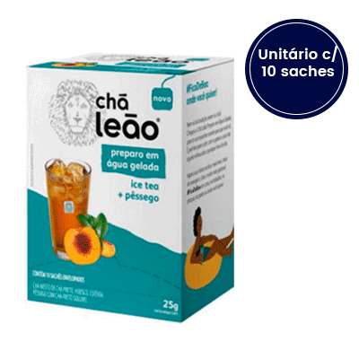 Chá Ice Tea Pêssego de Preparo Gelado Leão com 10 sachês - CAUE ...